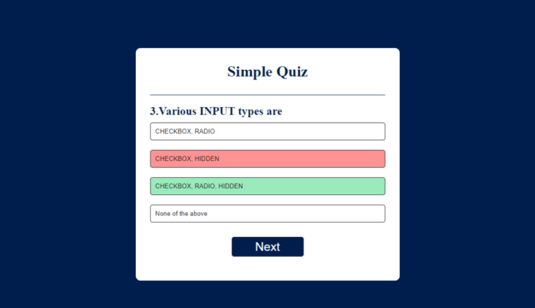 Quiz App Using Javascript